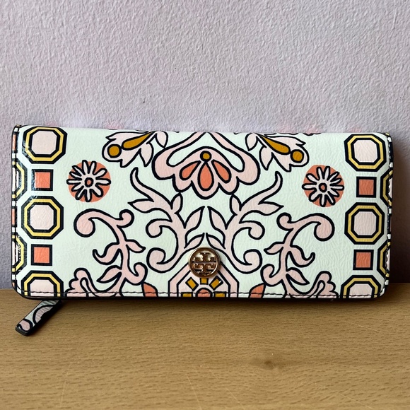 Tory Burch | Bags | Tory Burch Hicks Garden Slim Envelope Wallet Pink ...